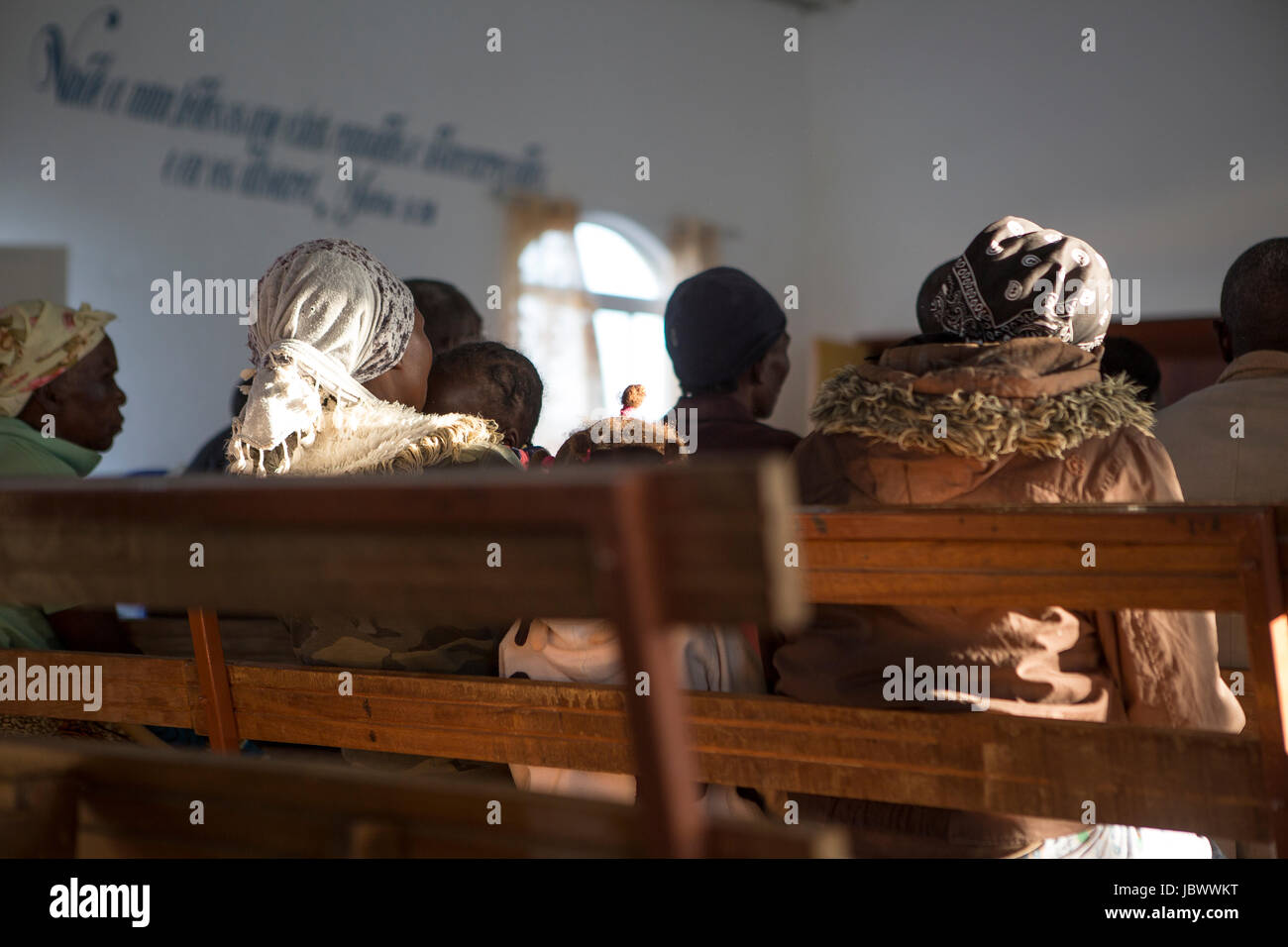 African church in Angola, with natural light from the windows Stock ...