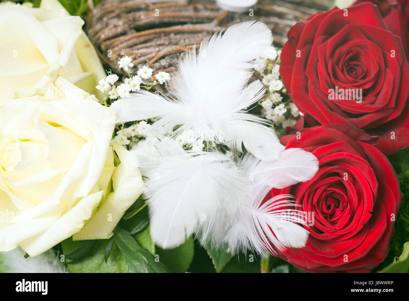 bouquet of roses with white and red roses Stock Photo - Alamy