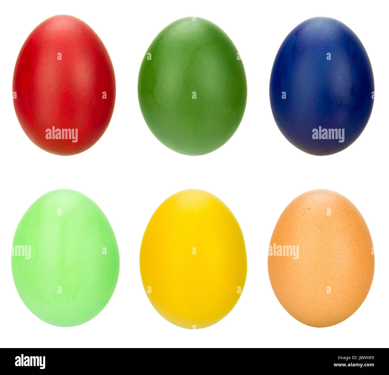 collection of 6 eggs painted in different colors Stock Photo - Alamy