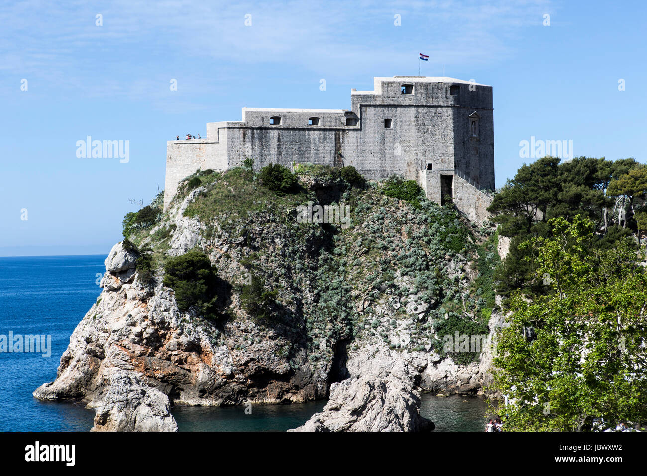 View of coast and Fort Lovrijenac, Dubrovnik, Croatia Stock Photo - Alamy