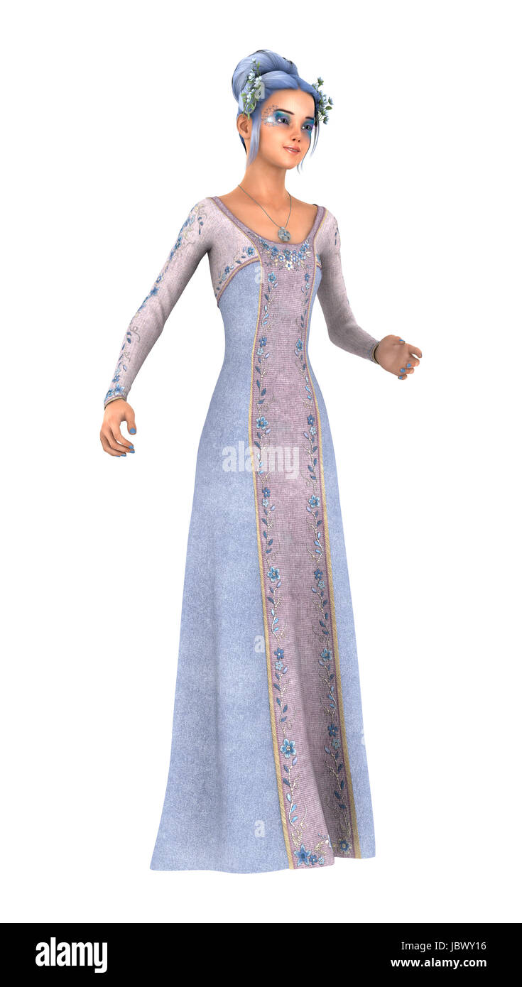 3D rendering of a beautiful princess of spring isolated on white ...