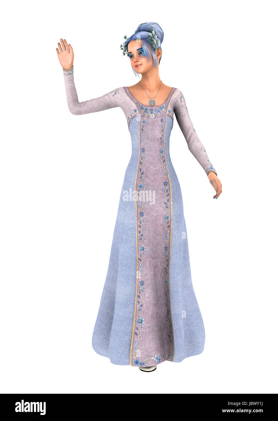 3D rendering of a beautiful princess of spring isolated on white ...