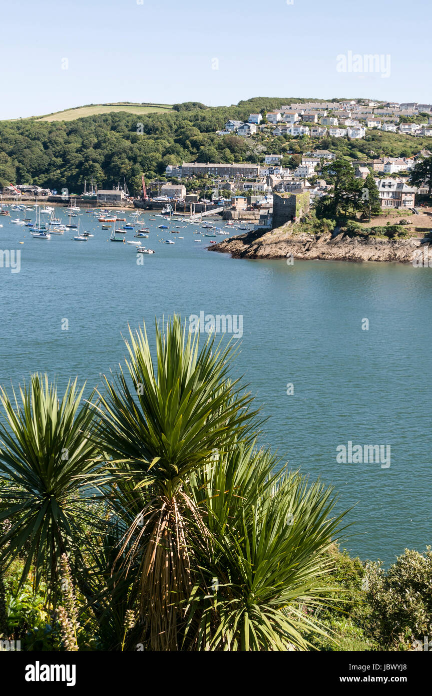 Fowey Harbour from Fowey towards Polruan, Cornwall, Britain Stock Photo ...