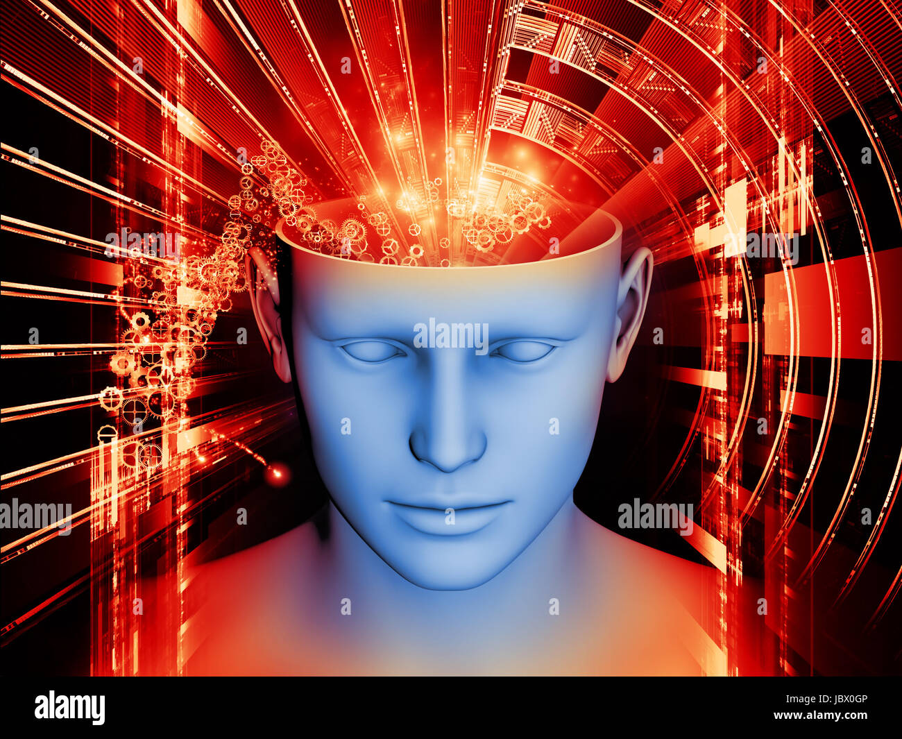 Backdrop composed of human head and symbolic elements and suitable for ...