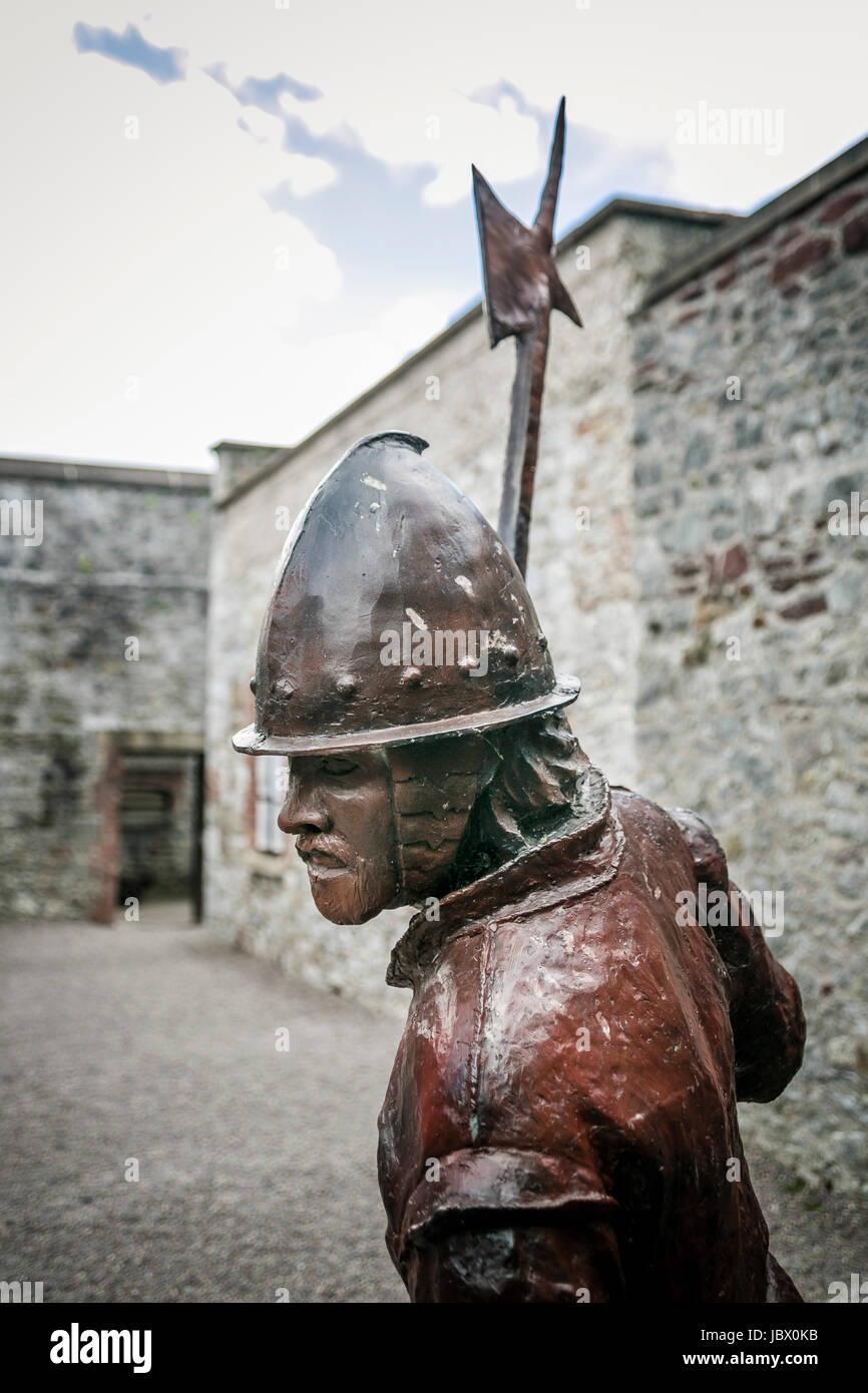 Statue of Irish soldier fighting in Elizabeth Fort, Cork, Ireland Stock ...