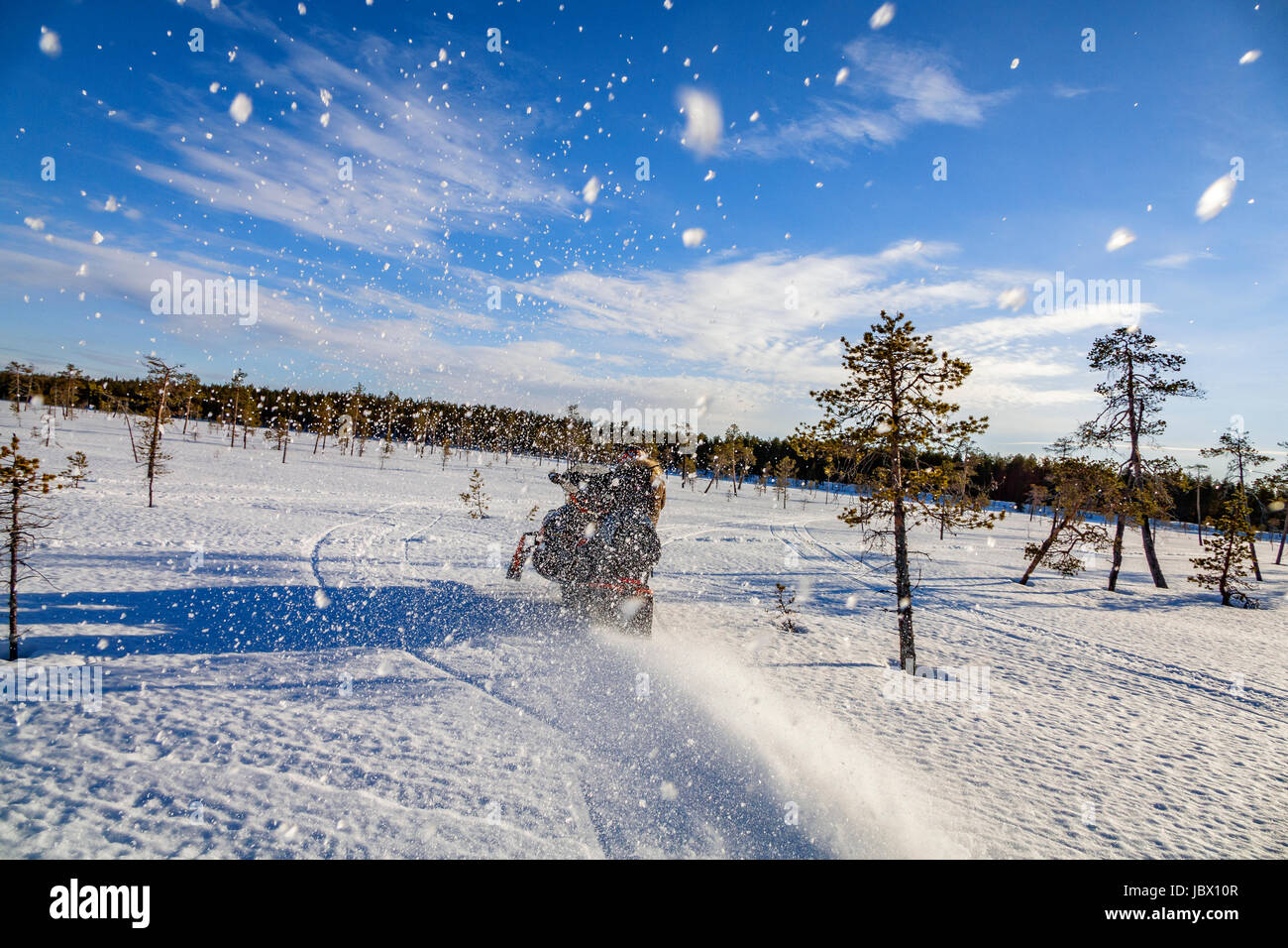 Snowmobiling, Kangos, Lapland, Sweden Stock Photo - Alamy