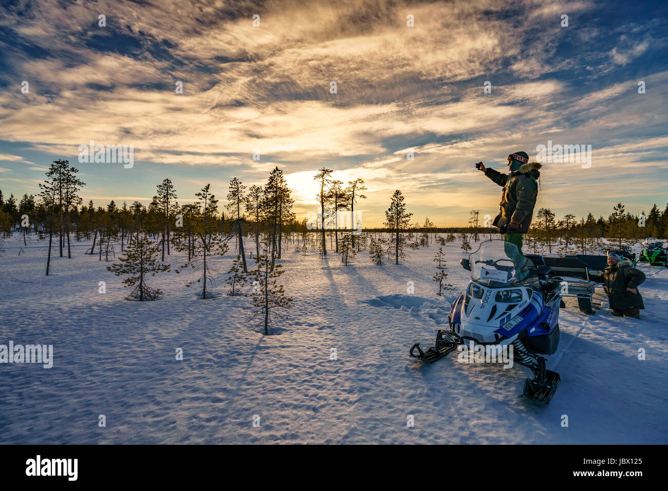 Snowmobiling, Kangos, Lapland, Sweden Stock Photo - Alamy