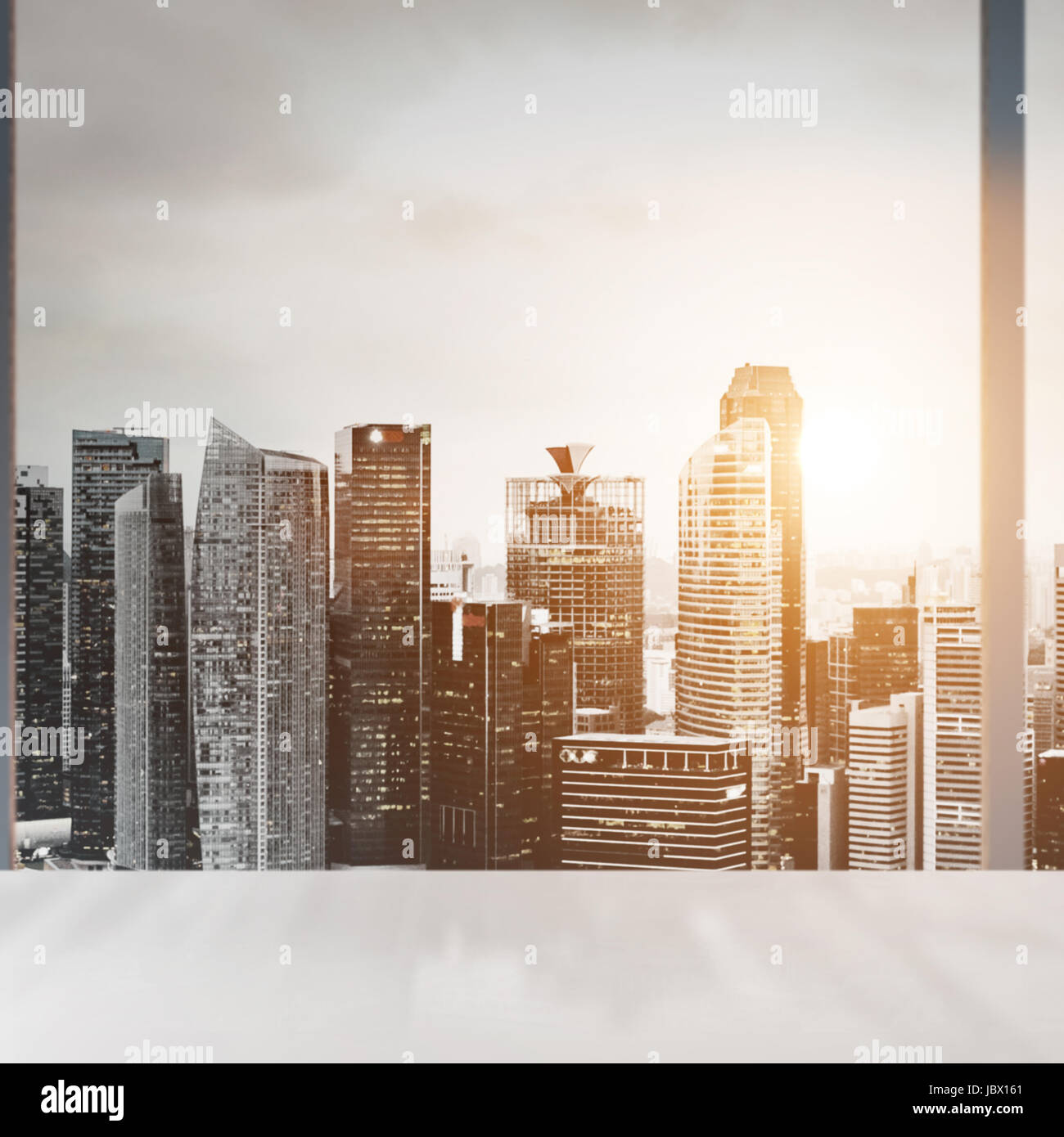 Singapore panoramic desk Stock Photo - Alamy