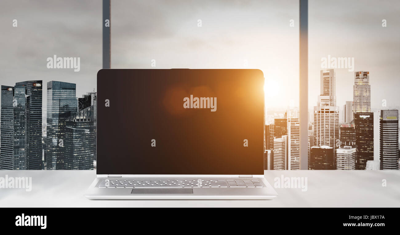 Work place with panoramic view Stock Photo - Alamy