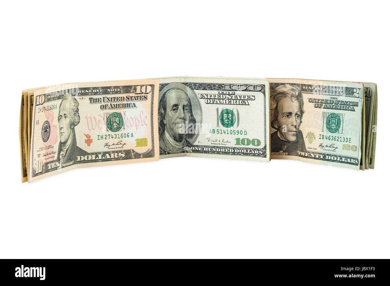 Dollar banknotes on white background on white background with clipping ...