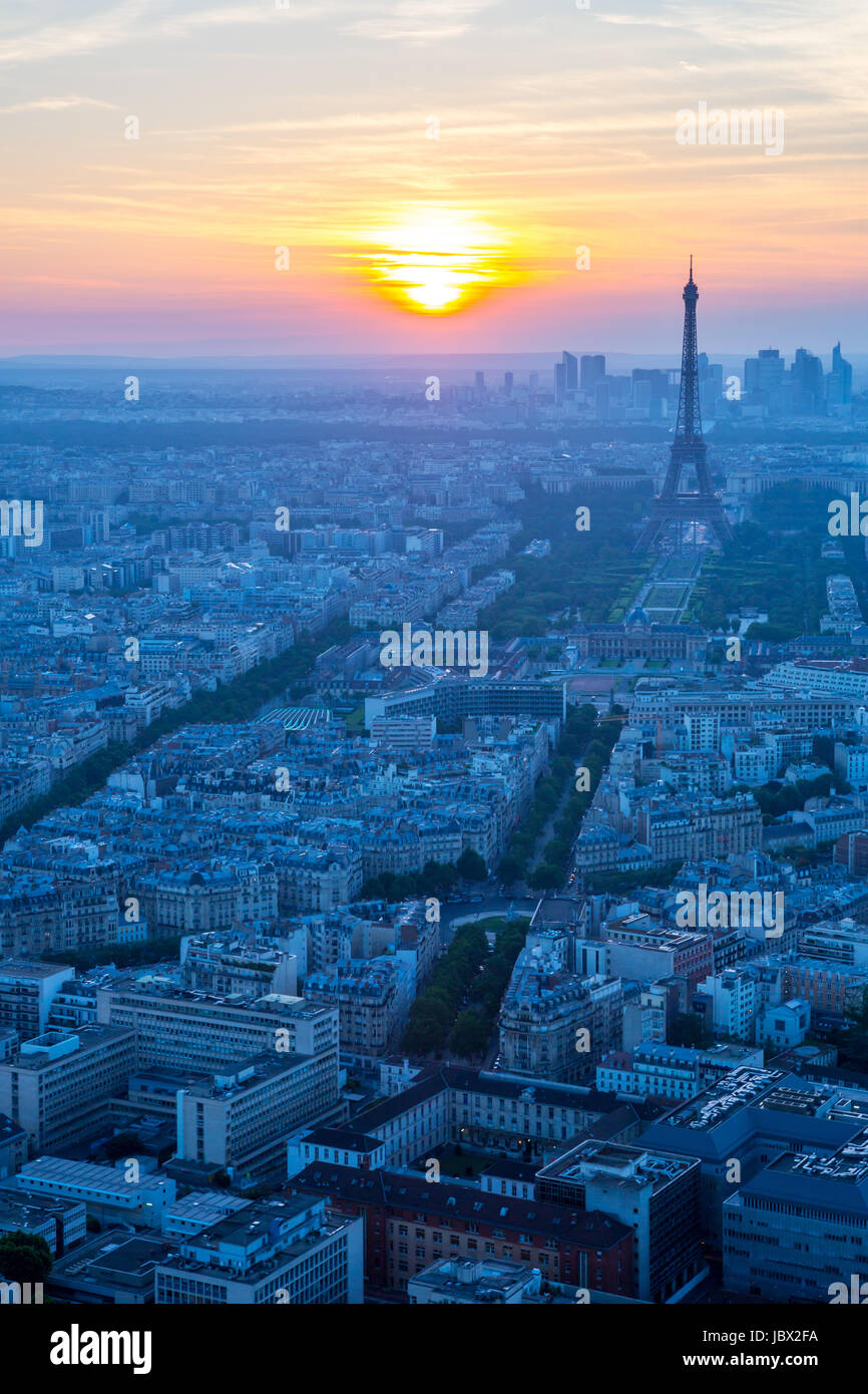 Aerial view of Eiffel Tower sunset, Paris France Stock Photo - Alamy