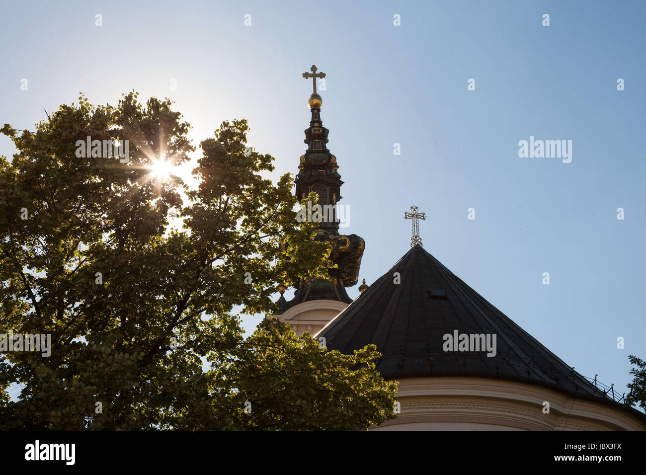 Saint George Cathedral in Novi Sad, Serbia, taken at sunset from behind ...
