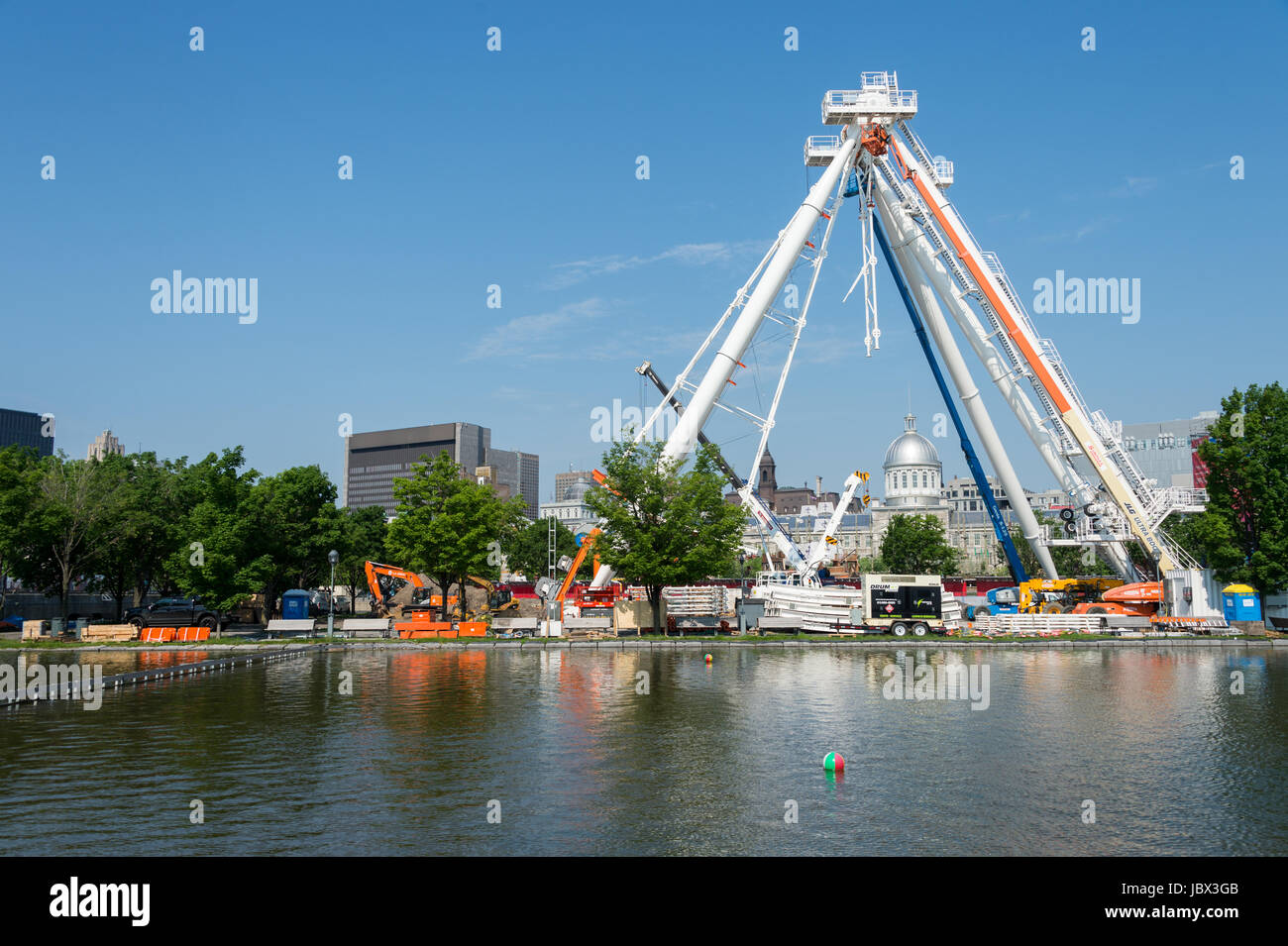 Montreal, CANADA - 12 June 2017: Giant observation wheel is under ...