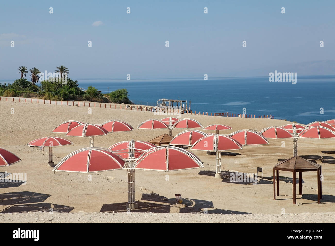 The Dead Sea from the Ein Gedi Beach, Israel, with the Jordan mountain ...