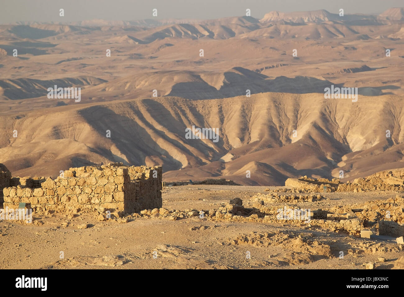 Masada fortress ruins on the top of the Masada plateau, Israel Stock ...
