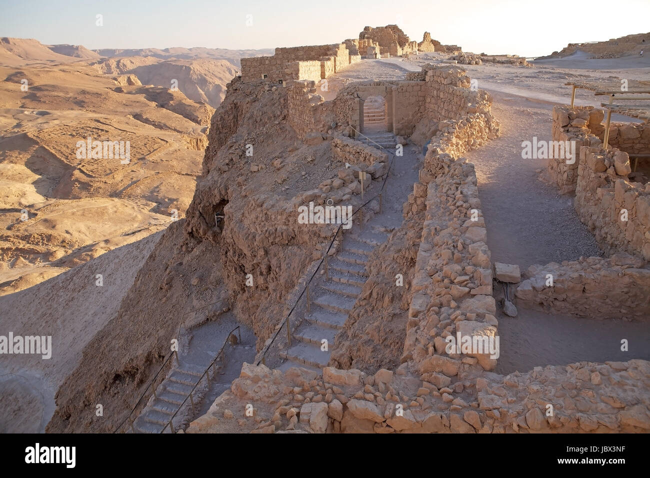 The Western path and gate at the Masada fortress ruins on the Masada ...