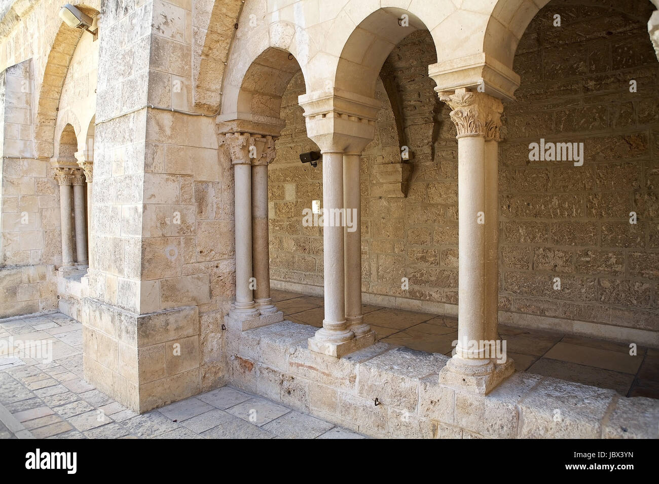 The St. Catherine Church courtyard architecture details, Bethlehem ...