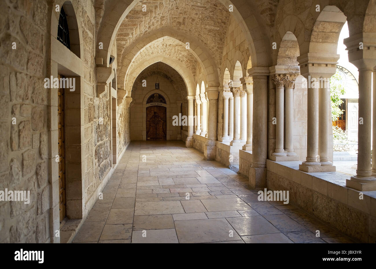The Church of St. Catherine courtyard architecture details, Bethlehem ...
