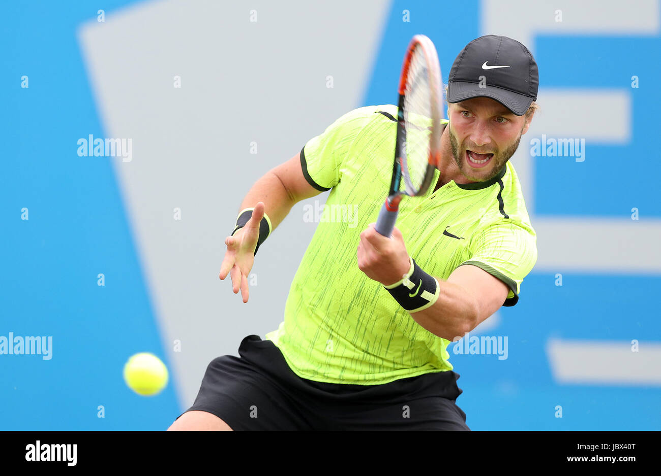 Great Britain's Liam Broady in action against Ukraine's Illya Marchenko ...