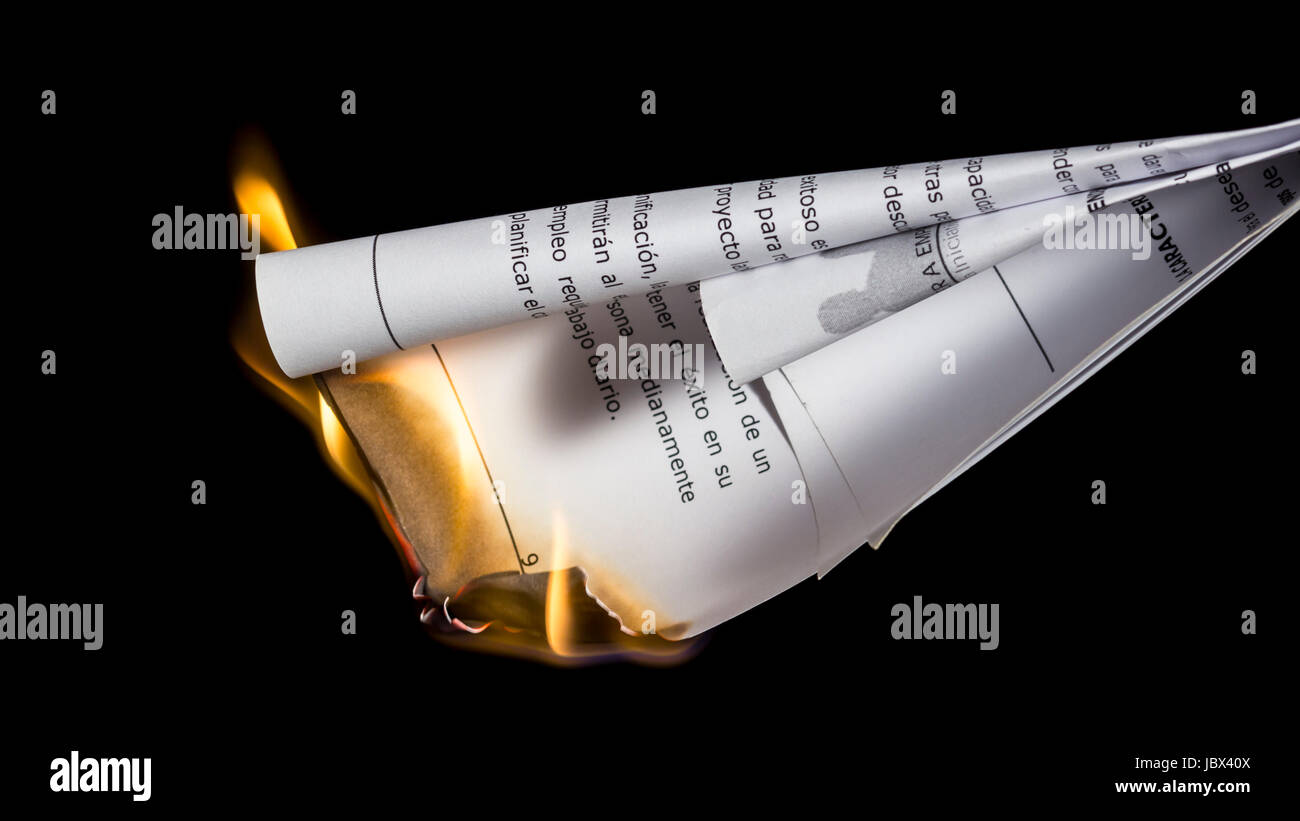 Burning documents. Removing incriminating evidences Stock Photo - Alamy