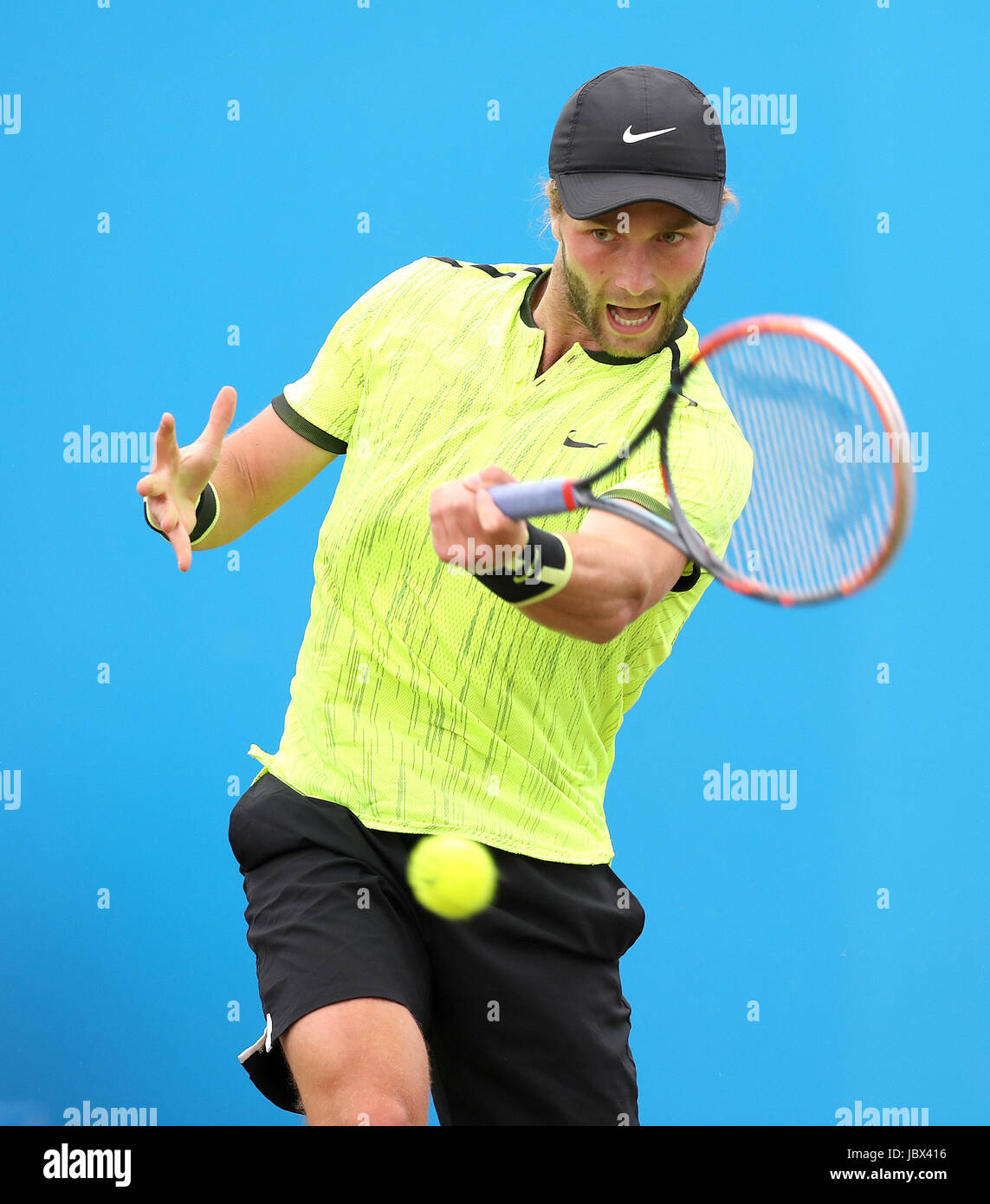 Great Britain's Liam Broady in action against Ukraine's Illya Marchenko ...