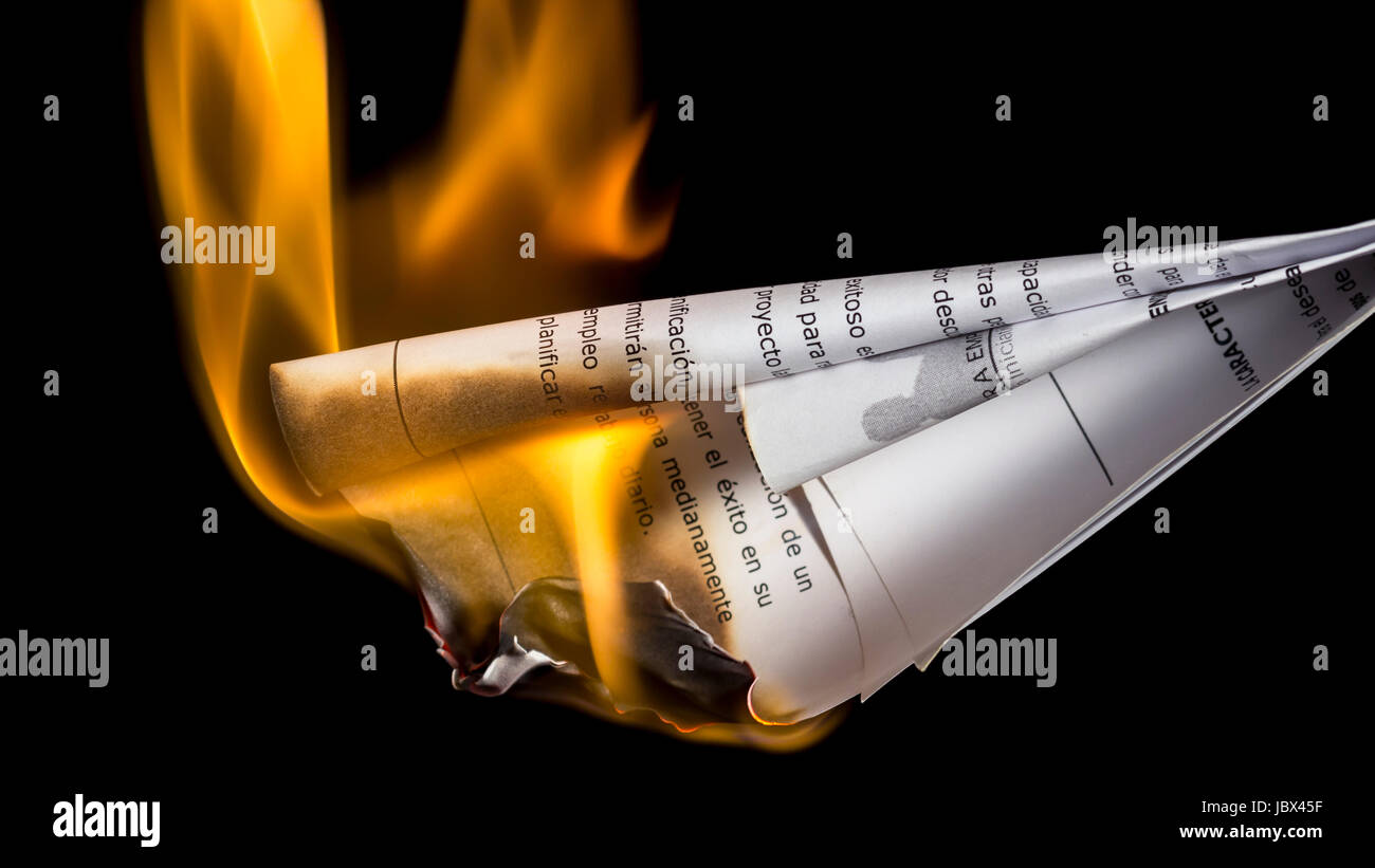 Burning documents. Suppress incriminating evidences Stock Photo - Alamy