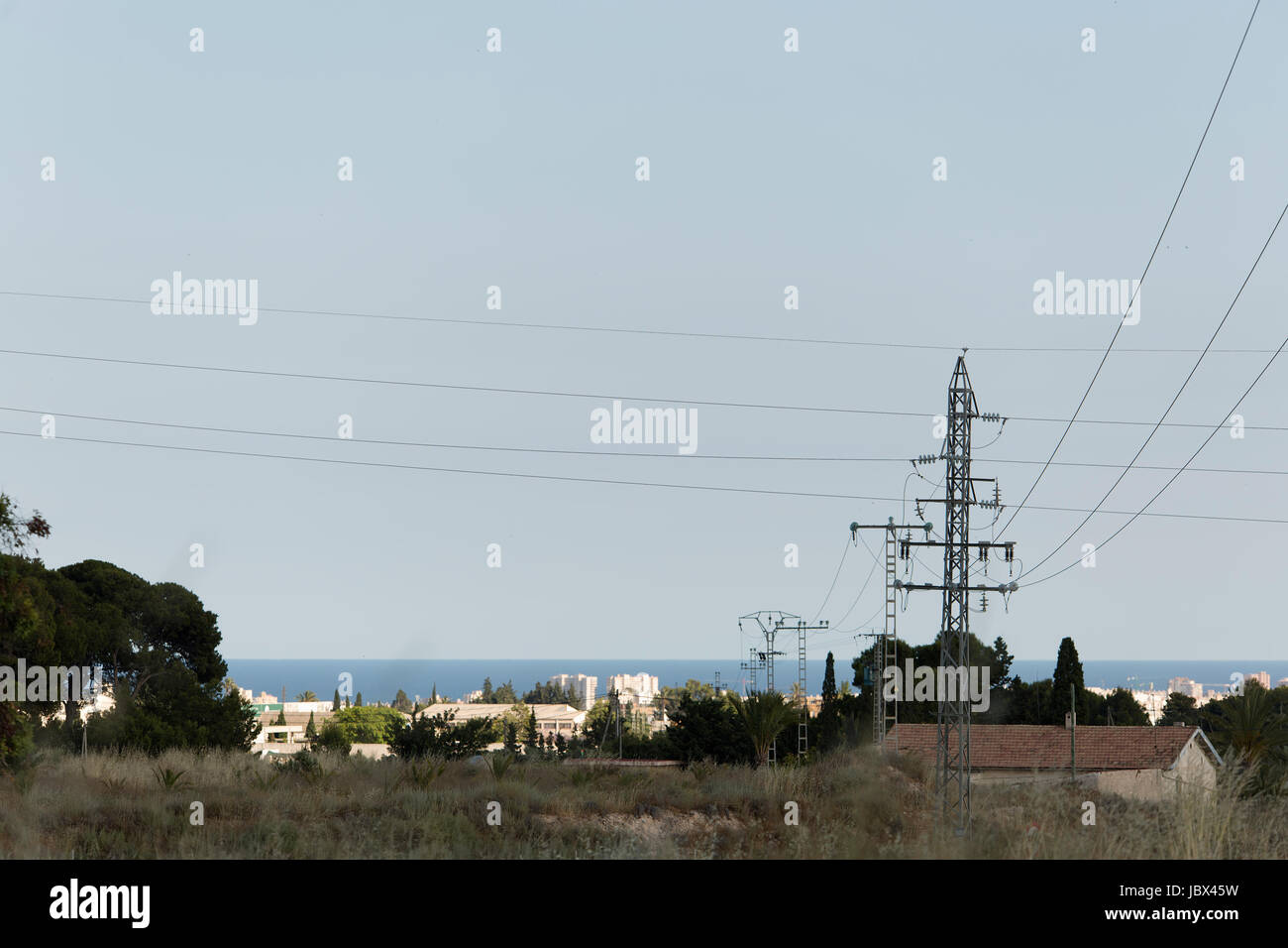 Electricity cables in the province of Alicante, Spain Stock Photo - Alamy