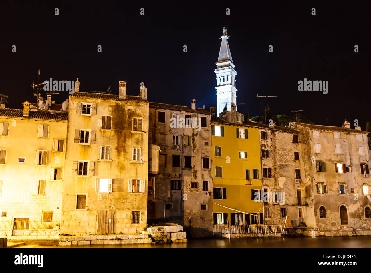 Old City of Rovinj at Night, Croatia Stock Photo - Alamy