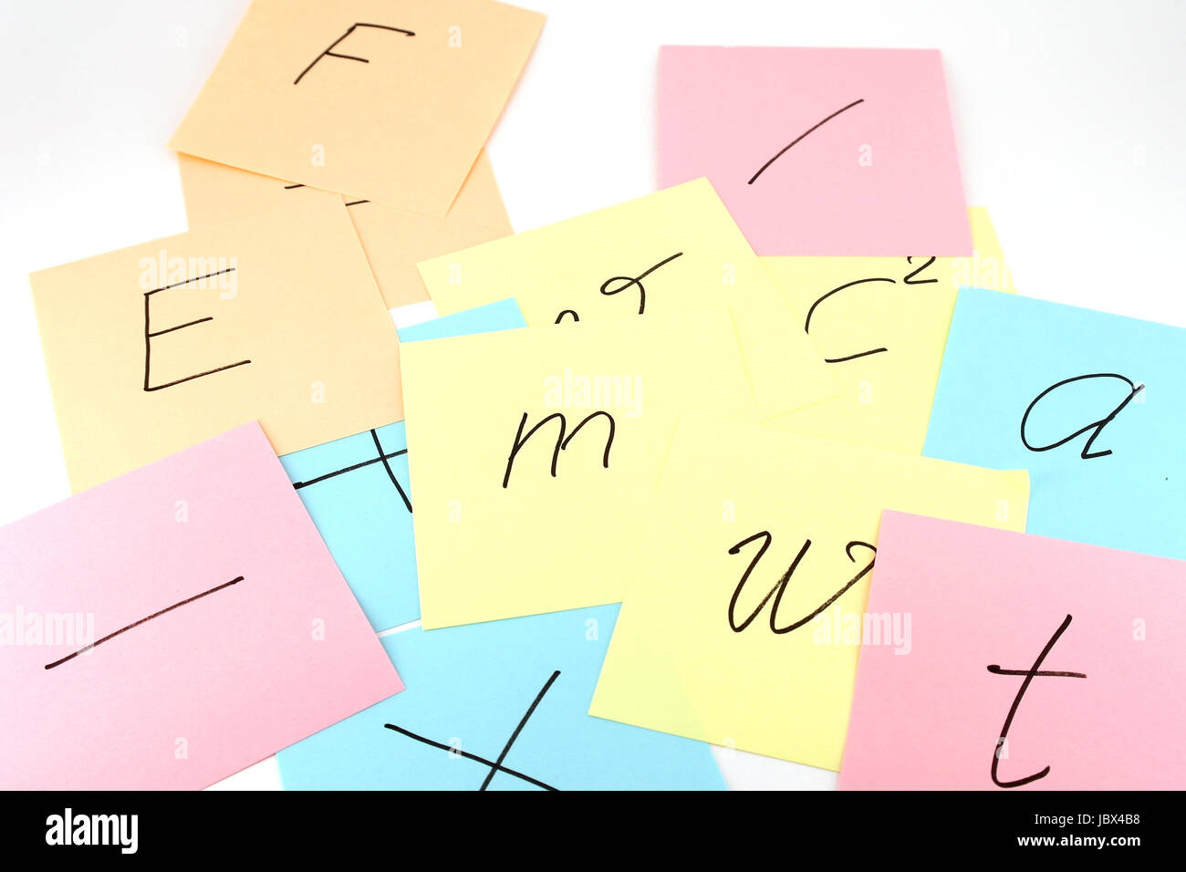 Reminder notes with scientific symbols of physics Stock Photo - Alamy