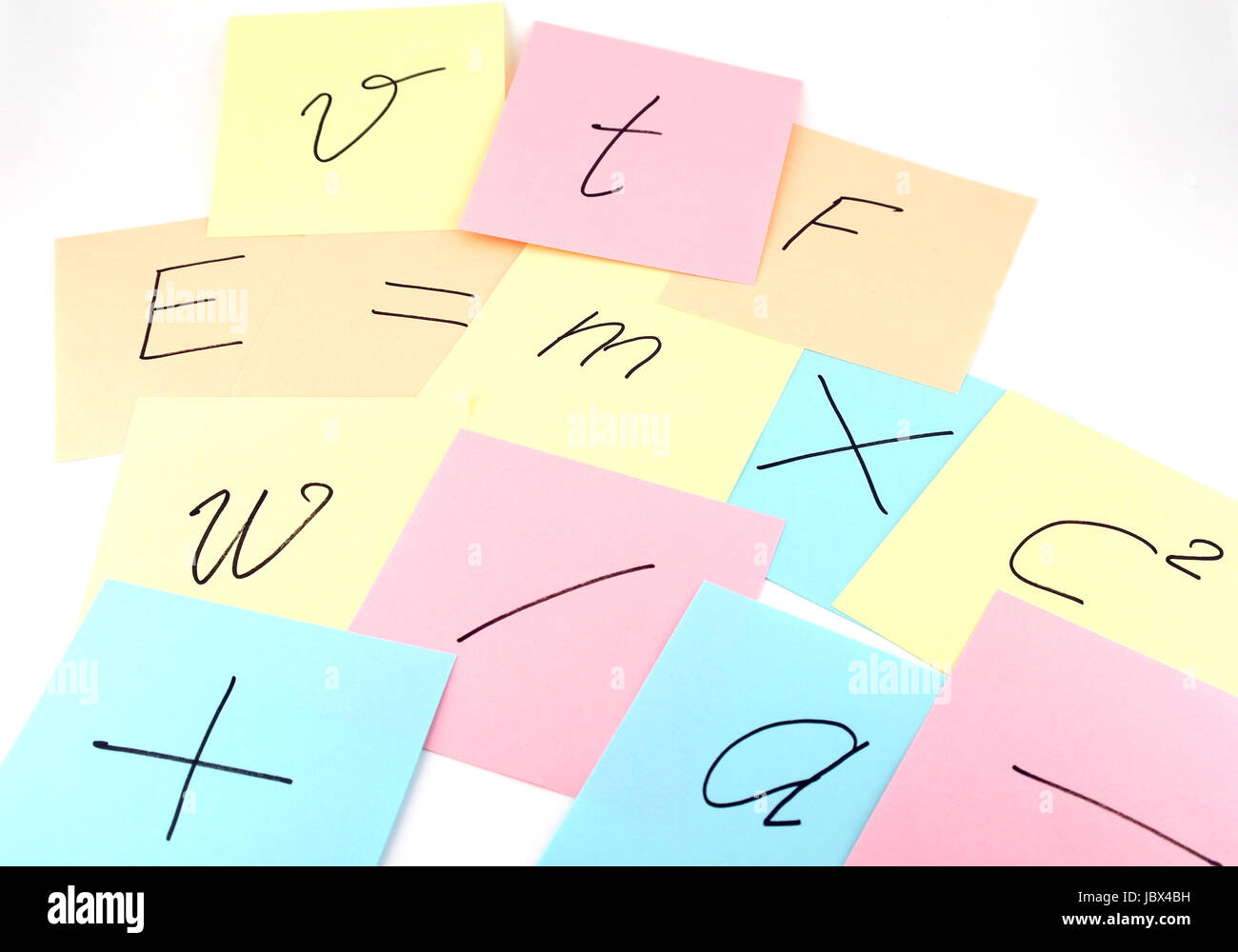 Reminder notes with scientific symbols of physics Stock Photo - Alamy
