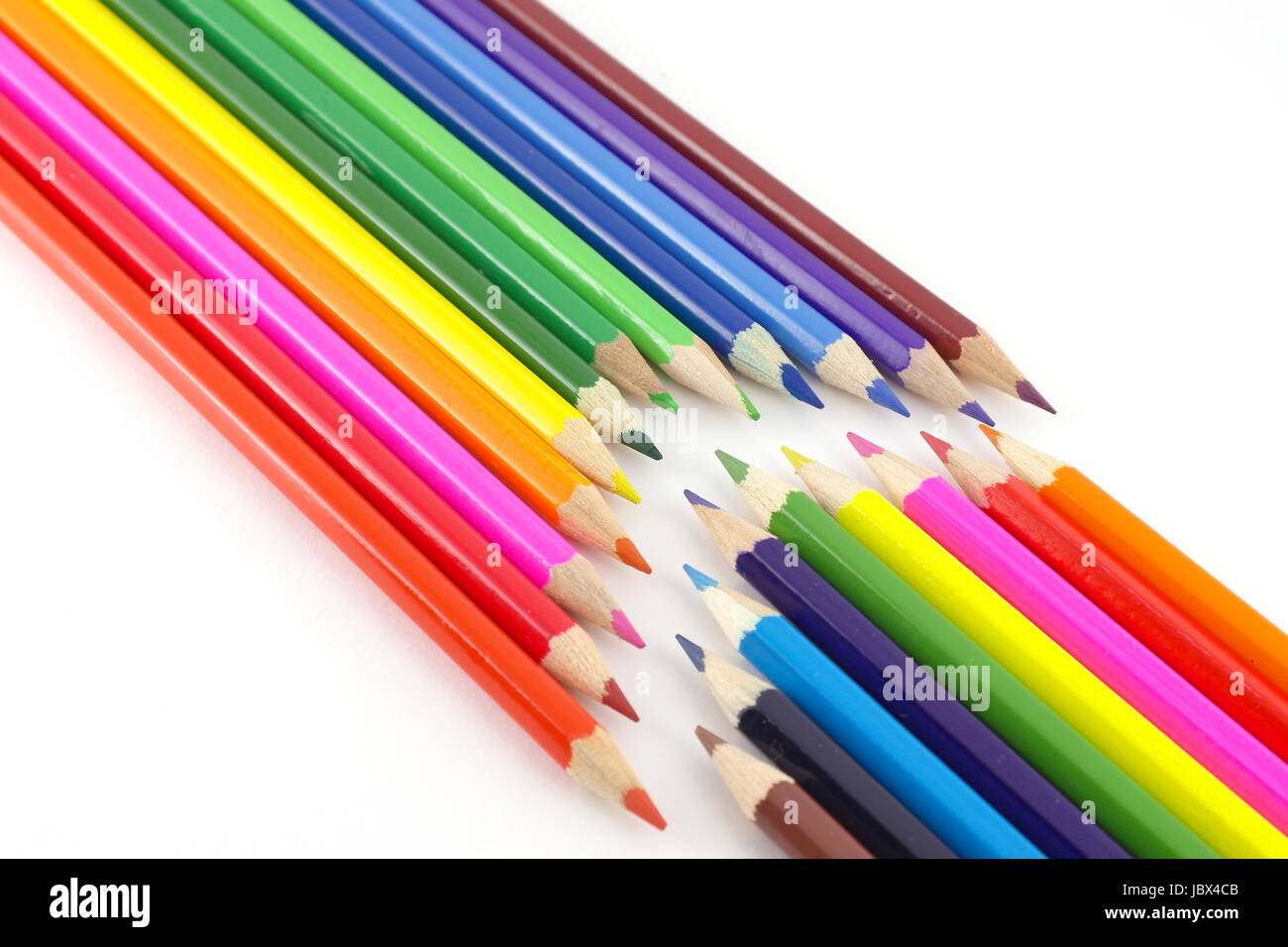 Multi color pencils over white Stock Photo - Alamy