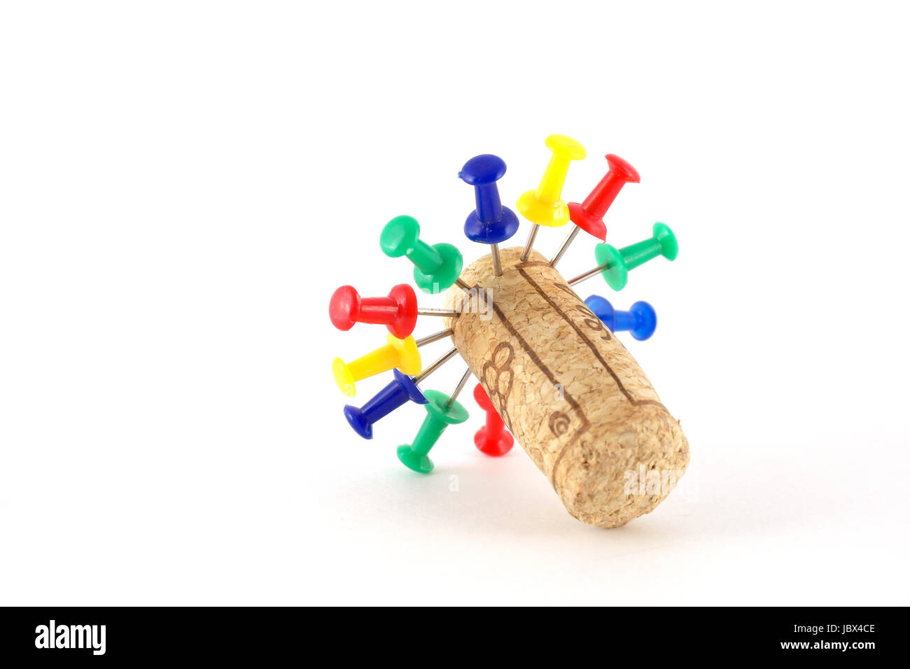 Color push pins with stopper for wine bottle Stock Photo - Alamy