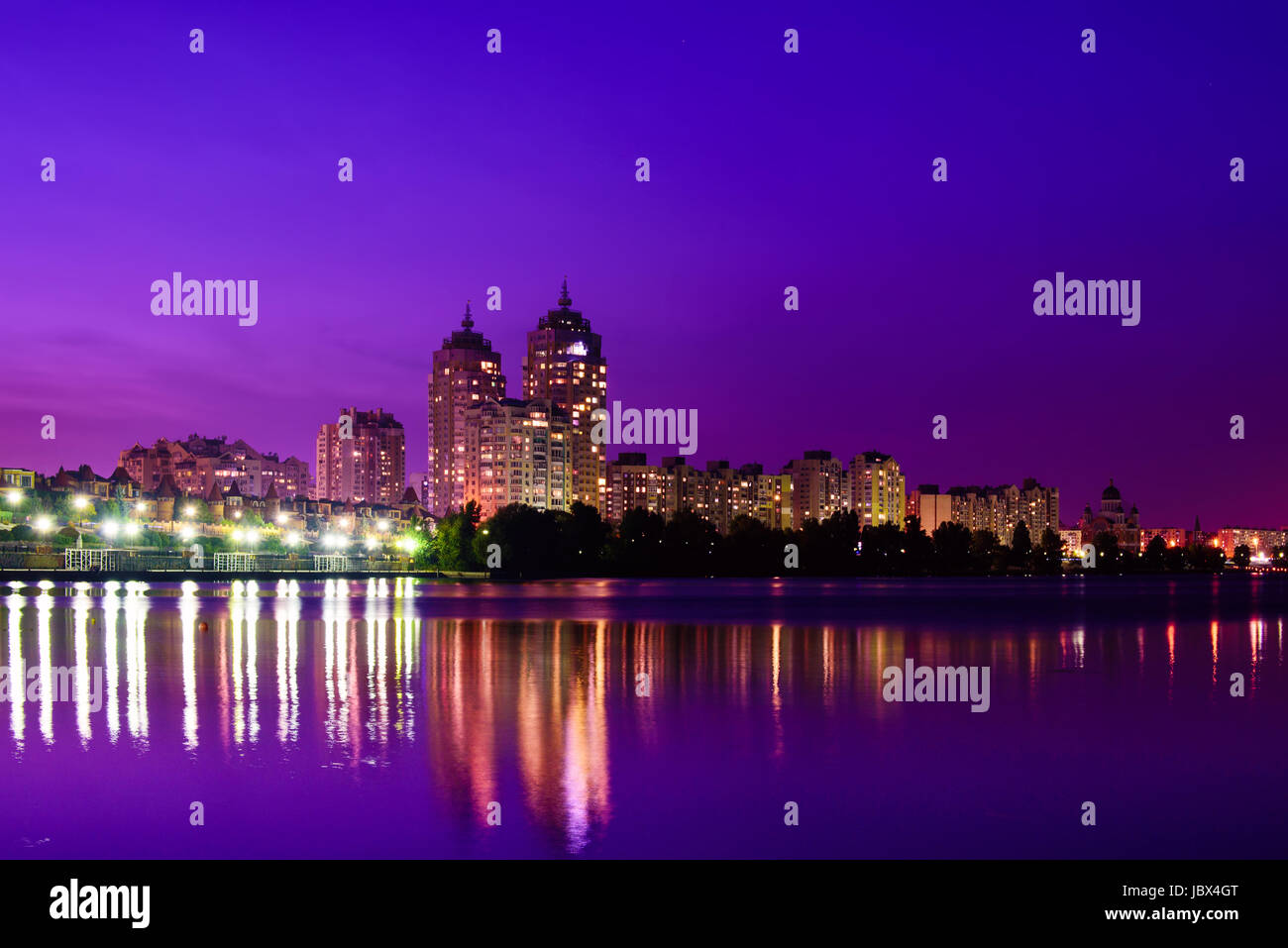 Night embankment with illumination Stock Photo - Alamy