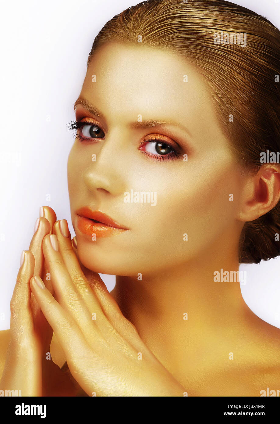 Classy Gorgeous Fashion Model with Bronzed Skin Stock Photo - Alamy