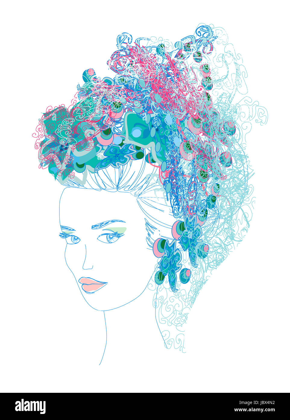 Abstract woman doodle portrait vector fashion illustration hi-res stock ...