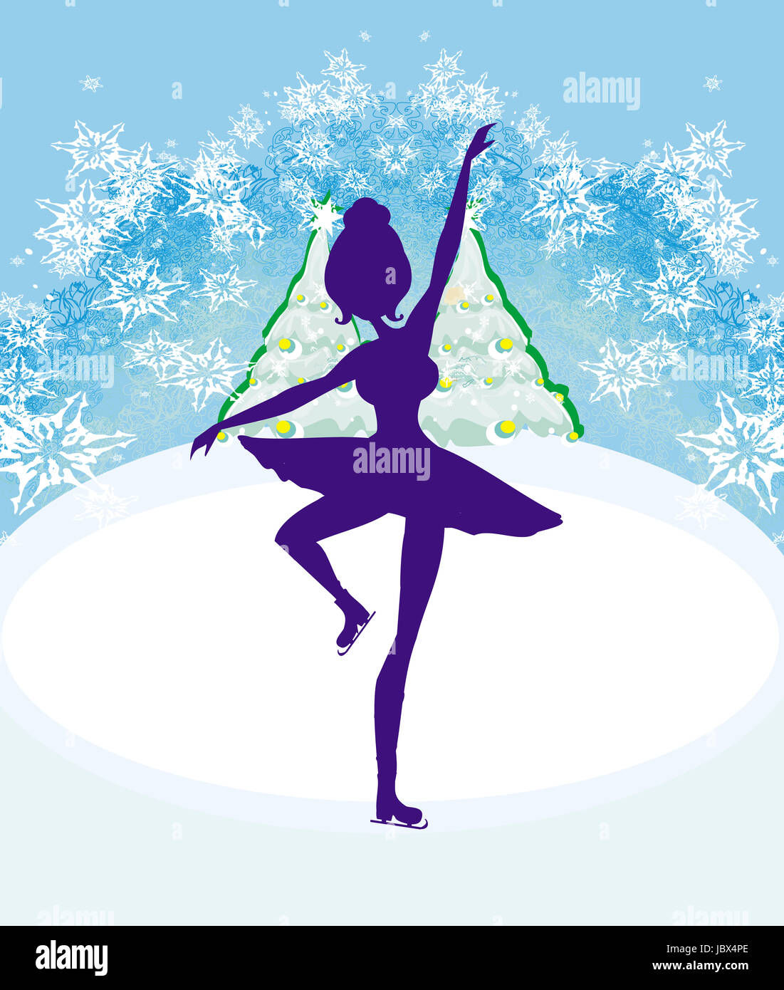 Abstract card with a silhouette of a female figure skater Stock Photo ...
