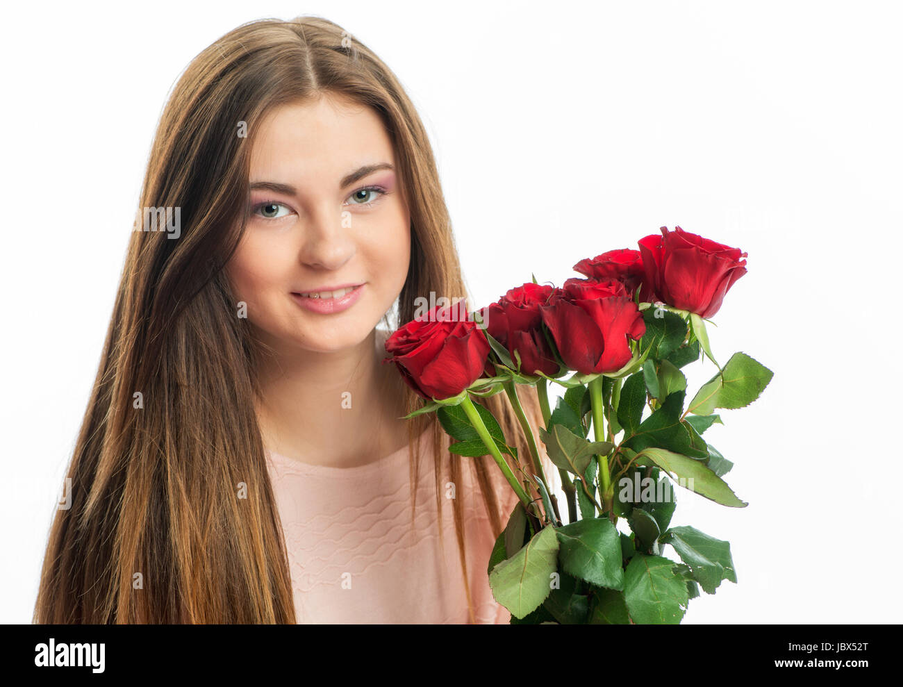 teenager with roses Stock Photo - Alamy