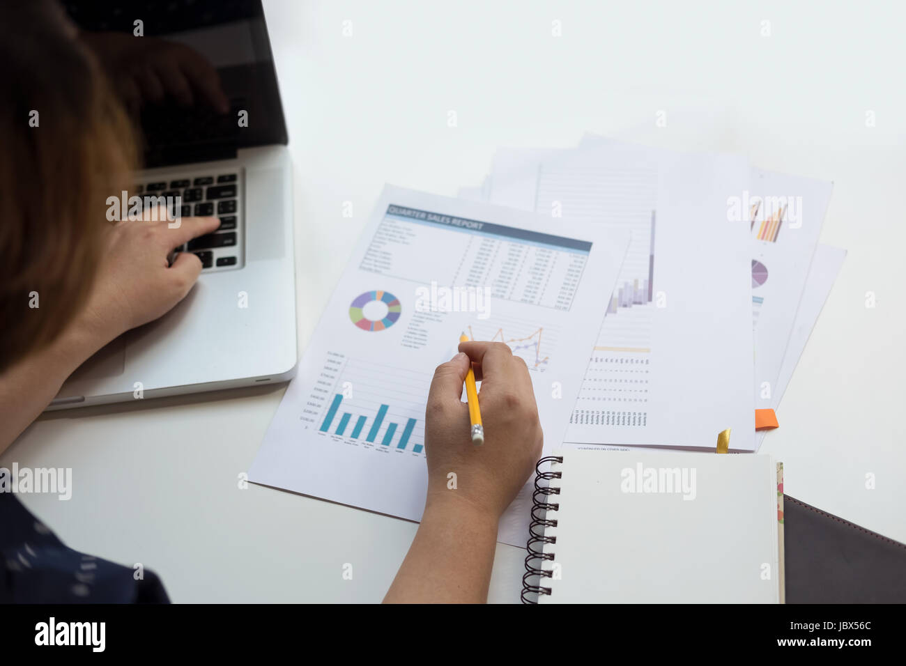 business man financial inspector and secretary making report ...