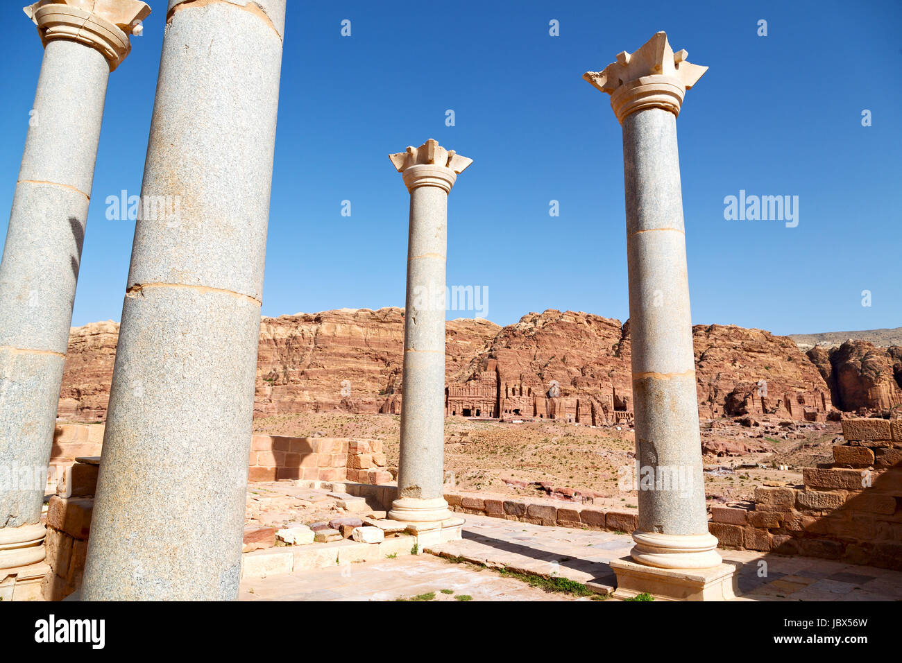in petra jordan the view of the monuments from the ruins of the antique ...