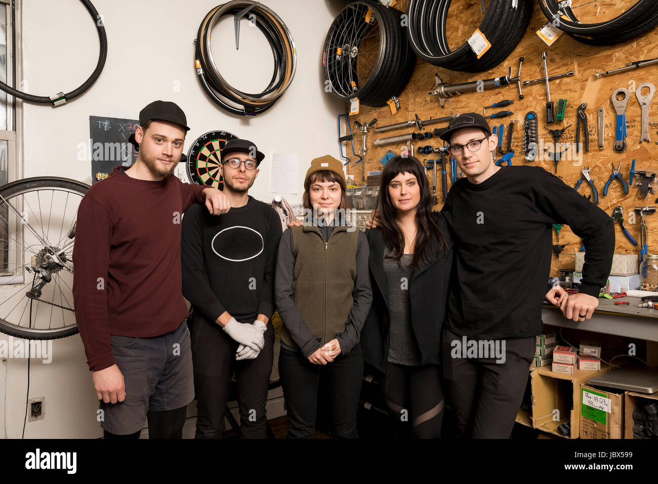 Employees in bicycle workshop Stock Photo - Alamy