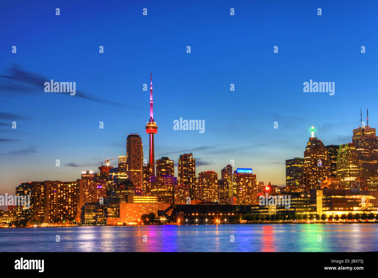 A Colorful Toronto skyline after dark Stock Photo - Alamy