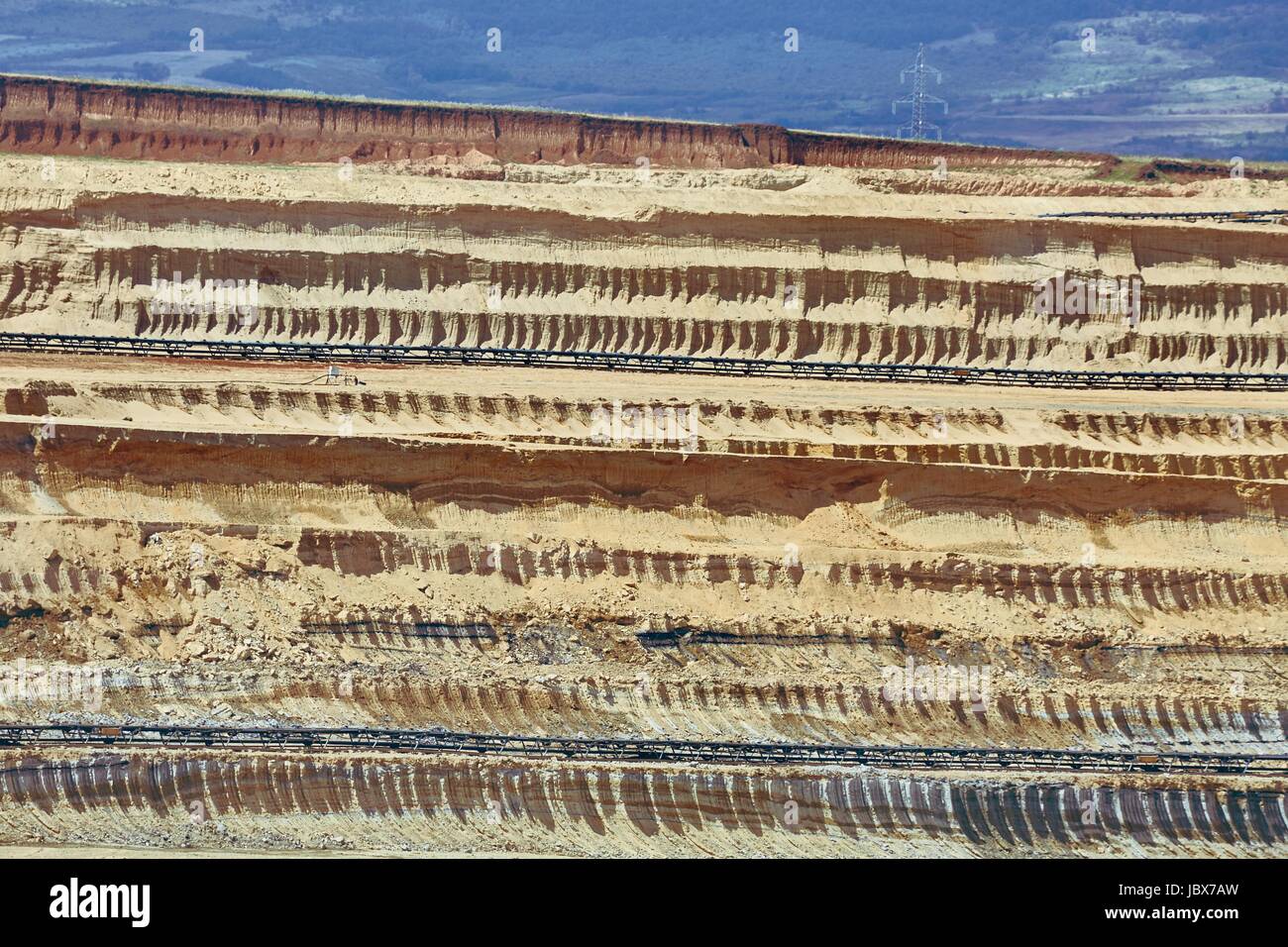 Open pit mining of coal, soil layers Stock Photo - Alamy