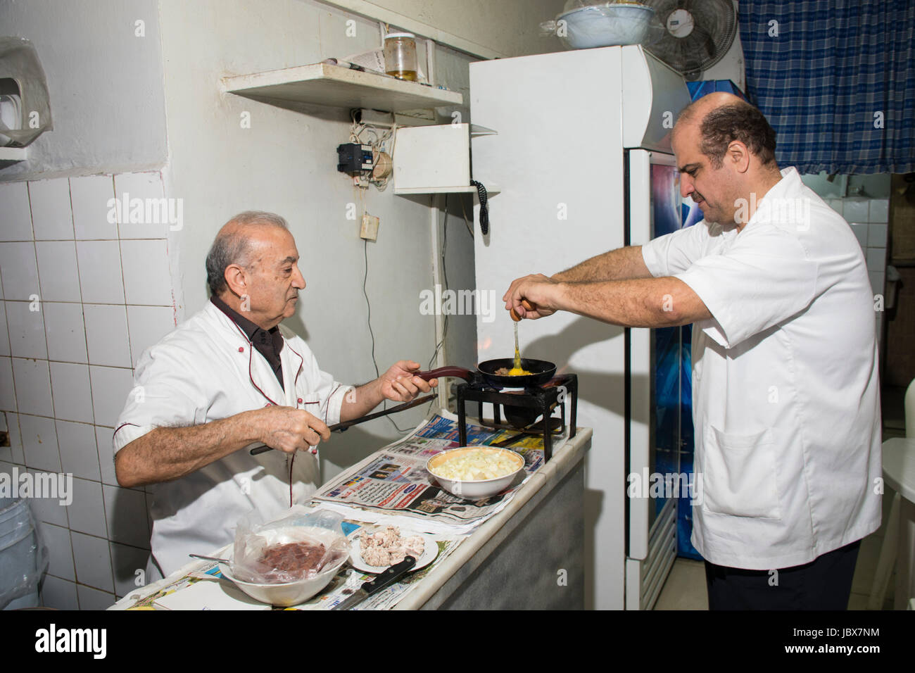 Chef working in a restaurant kitchen Beirut Lebanon Middle East Stock ...