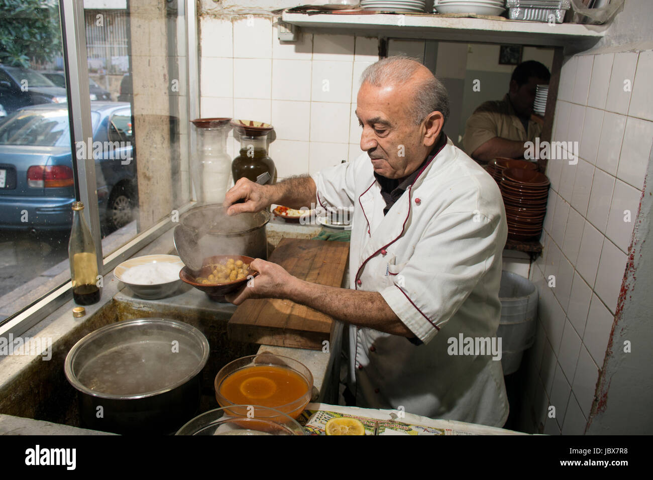 Chef working in a restaurant kitchen Beirut Lebanon Middle East Stock ...