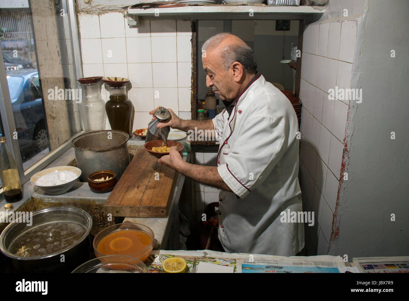 Chef working in a restaurant kitchen Beirut Lebanon Middle East Stock ...