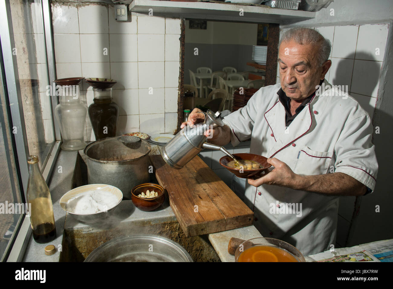 Chef working in a restaurant kitchen Beirut Lebanon Middle East Stock ...