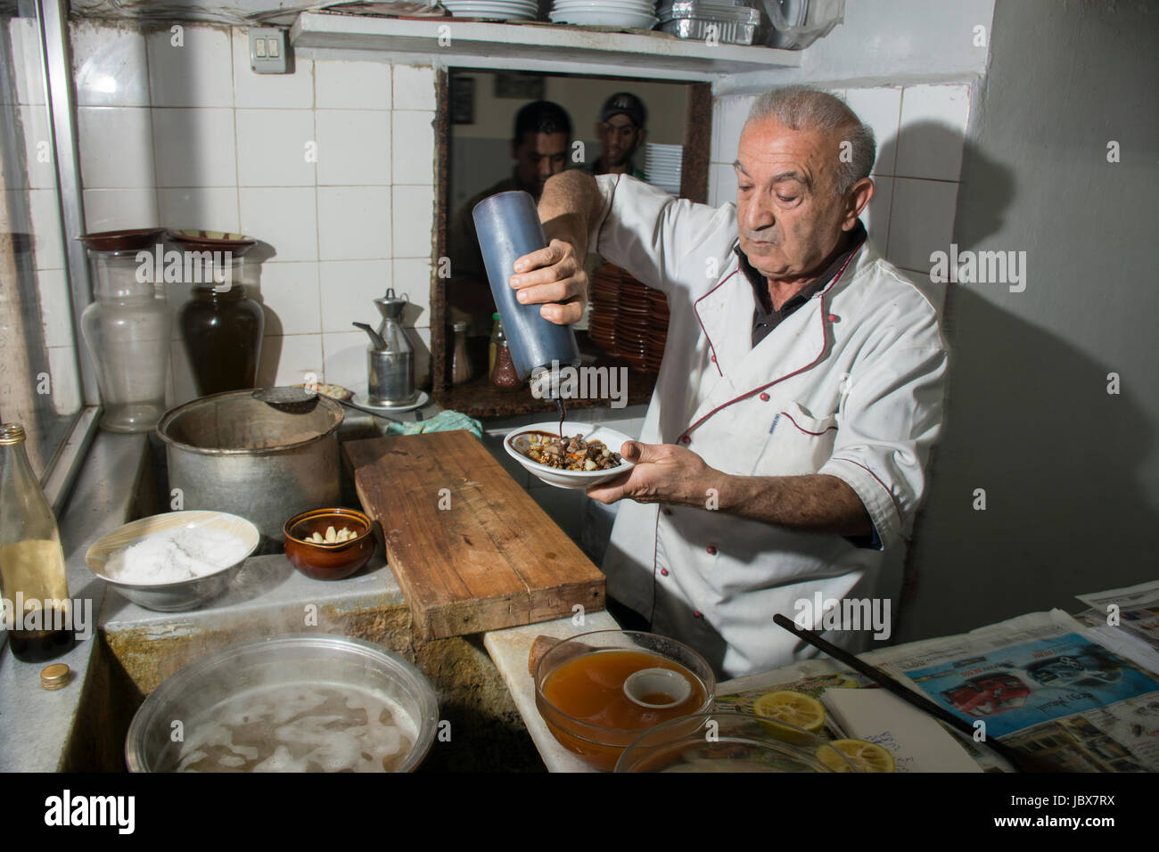 Chef working in a restaurant kitchen Beirut Lebanon Middle East Stock ...