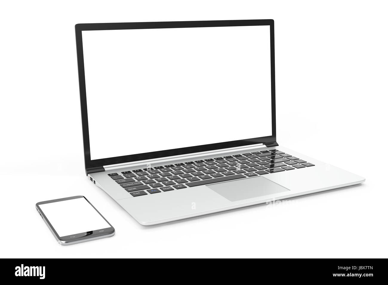 Desktop computer blank mock up. Glossy laptop computer mock up. Modern ...