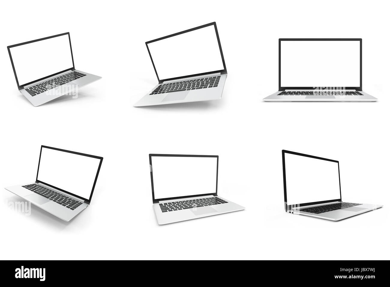 Set Desktop computer blank mock up. Glossy laptop computer mock up ...