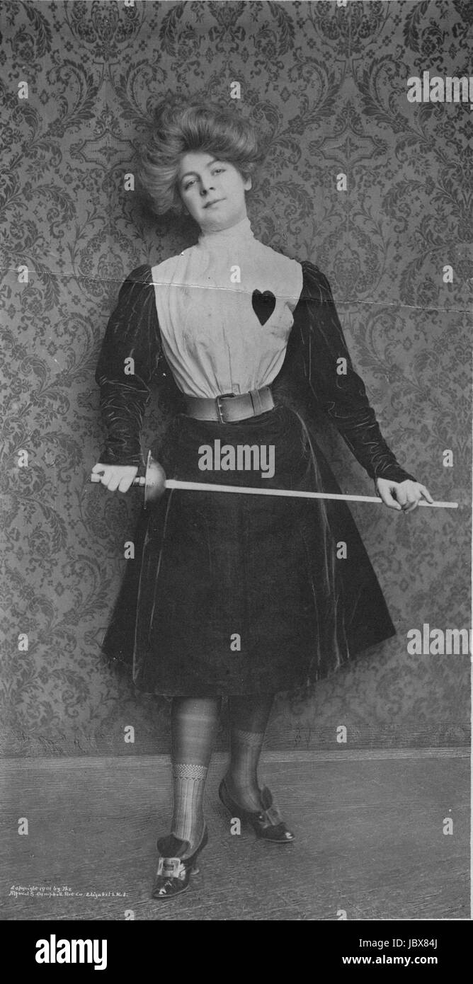 Fencing lady with foil and full outfit. 1901. En Garde To see my ...